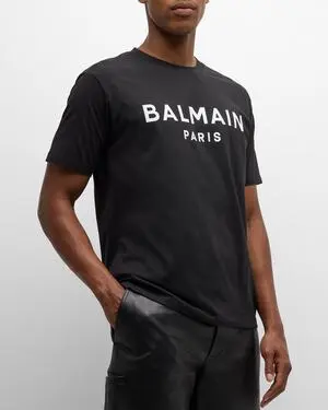 Balmain Men & Apos;s Logo-print T-shirt Blk/white