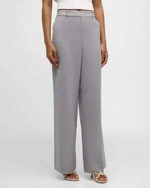 Simkhai SIMKHAI Tavar Wool Straight-Leg Pants - Heather Gray