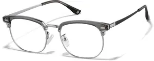 Zenni Browline Full Rim Frame Eyeglasses - Transparent Gray