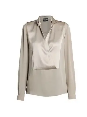 Giorgio Armani Silk Paneled Blouse - Dunes