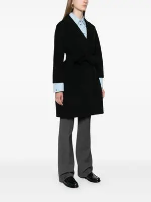 Max Mara Arona Belted Wool Coat - Black