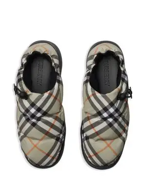Burberry Check Pattern Pillow Mules - Neutrals