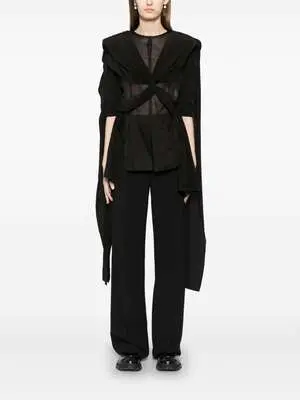 Yohji Yamamoto Semi-sheer Cotton-silk Asymmetrical Top