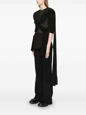Yohji Yamamoto Semi-sheer Cotton-silk Asymmetrical Top