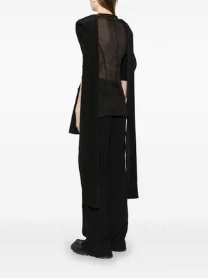 Yohji Yamamoto Semi-sheer Cotton-silk Asymmetrical Top