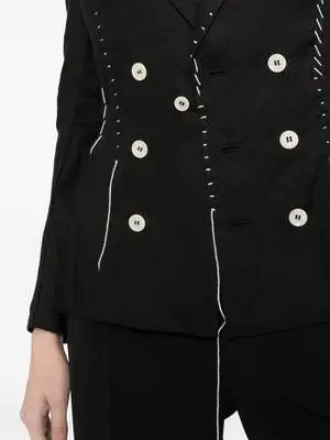 Yohji Yamamoto Contrast-stitch Linen Blazer