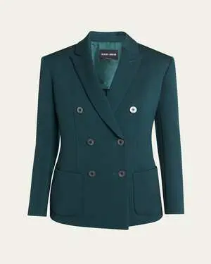 Giorgio Armani Double-breasted Stretch Wool Blazer