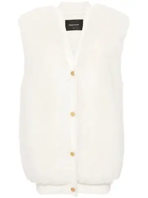 Fabiana Filippi Shearling Sleeveless Cardigan - White