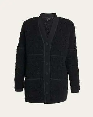 Giorgio Armani Boucle Lurex Knit Cardigan - Black