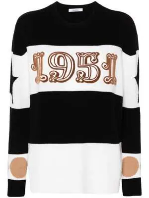 Max Mara Flocked-motif Knitted Jumper - Black