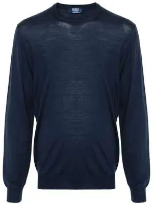 Fedeli Fine-knit Virgin Wool Jumper - Blue