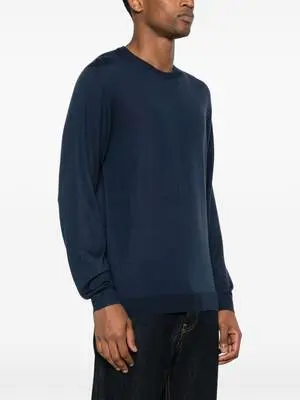 Fedeli Fine-knit Virgin Wool Jumper - Blue