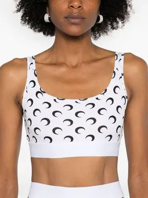 MARINE SERRE Crescent Moon Print Crop Top