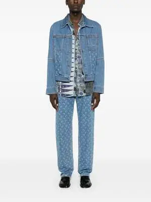 MARINE SERRE Crescent Moon-print Denim Jacket