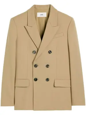Ami Double Breasted Virgin Wool Blazer - Neutrals