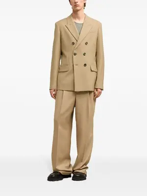 Ami Double Breasted Virgin Wool Blazer - Neutrals