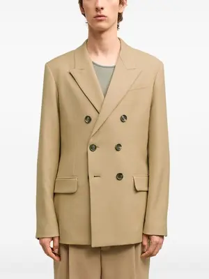 Ami Double Breasted Virgin Wool Blazer - Neutrals