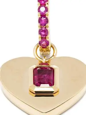 ROXANNE FIRST 14kt Yellow Heart Ruby Huggie Earring