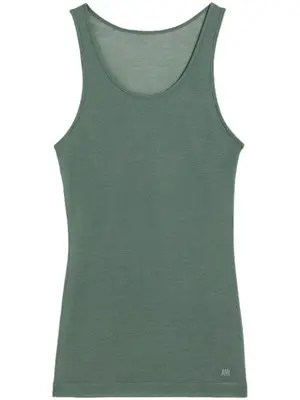 AMI Paris Logo-embroidered Cotton-blend Top