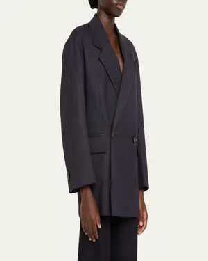 Bottega Veneta Striped Wool Double-breasted Jacket - Blue/black