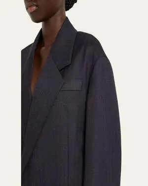 Bottega Veneta Striped Wool Double-breasted Jacket - Blue/black