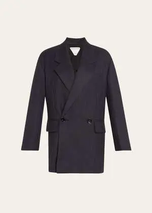 Bottega Veneta Striped Wool Double-breasted Jacket - Blue/black