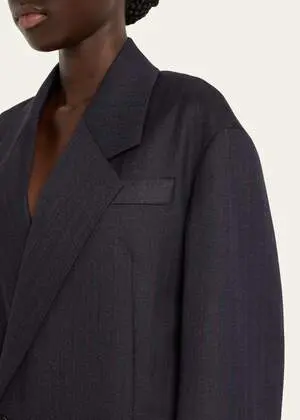 Bottega Veneta Striped Wool Double-breasted Jacket - Blue/black