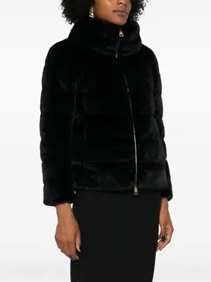 Herno Faux-fur Zipped Jacket - Black