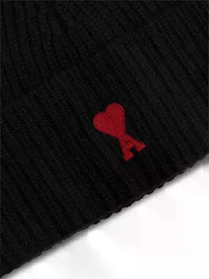 AMI Paris De Coeur Beanie Hat - Black