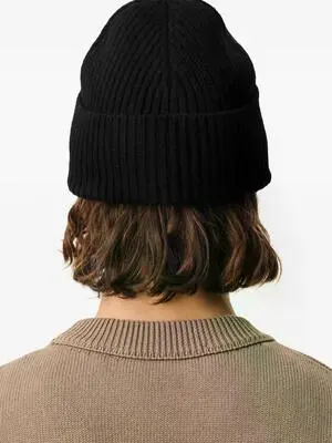 AMI Paris De Coeur Patch Wool Beanie - Black