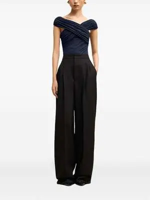 Ami Draped-design Cotton-blend Top - Blue