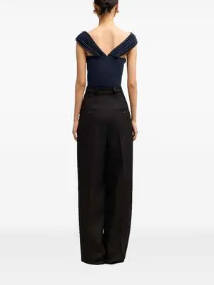 Ami Draped-design Cotton-blend Top - Blue