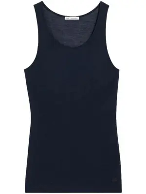AMI Paris Logo-embroidered Cotton-blend Top - Blue
