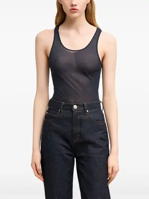 AMI Paris Logo-embroidered Cotton-blend Top - Blue