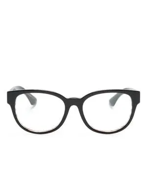 Burberry Checked Oval-frame Glasses - Black