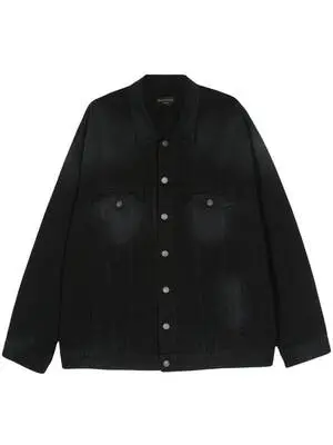 Balenciaga Logo-print Denim Jacket - Black