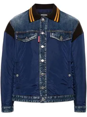 Dsquared2 Panelled Denim Bomber Jacket - Blue
