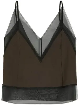 Ami V-neck Semi-sheer Top