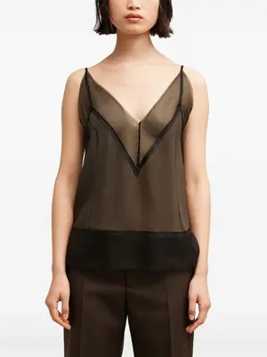 Ami V-neck Semi-sheer Top