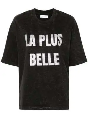LOULOU Glitter-print Washed T-shirt - Black