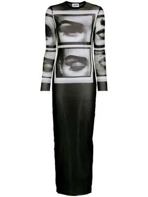 JEAN PAUL GAULTIER Face-print Maxi Dress - Black
