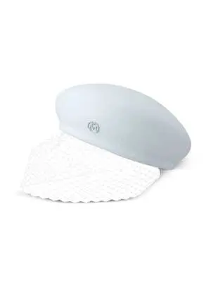 MAISON MICHEL Bonnie Veil-detail Beret - Blue