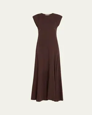 JANE WADE Jane Wade Cap-Sleeve Jersey Midi Dress - Chocolate