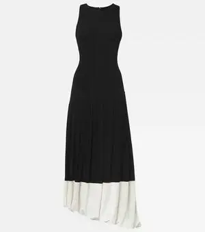 Victoria Beckham Colorblocked Jersey Midi Dress - Black