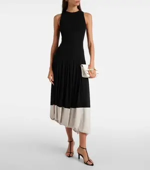 Victoria Beckham Colorblocked Jersey Midi Dress