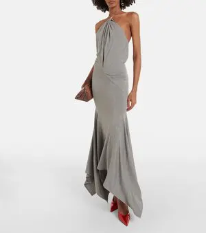 Attico Halterneck Maxi Dress - Grey