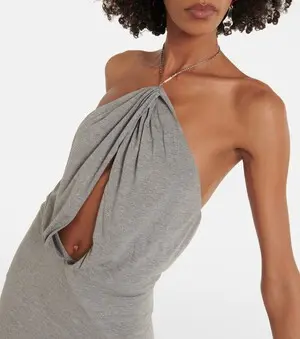 Attico Halterneck Maxi Dress - Grey