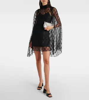 RODARTE Caped Floral Lace Minidress