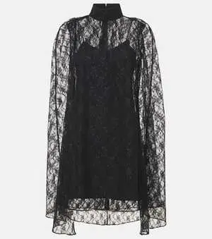 RODARTE Caped Floral Lace Minidress