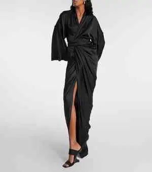 Rick Owens Satin Wrap Gown - Black